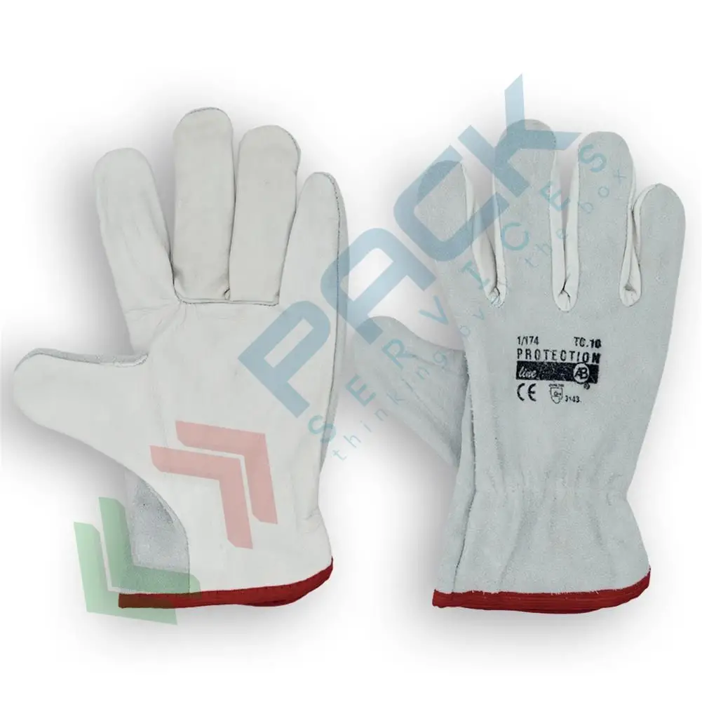 Guanti in pelle bovino con dorso in crosta