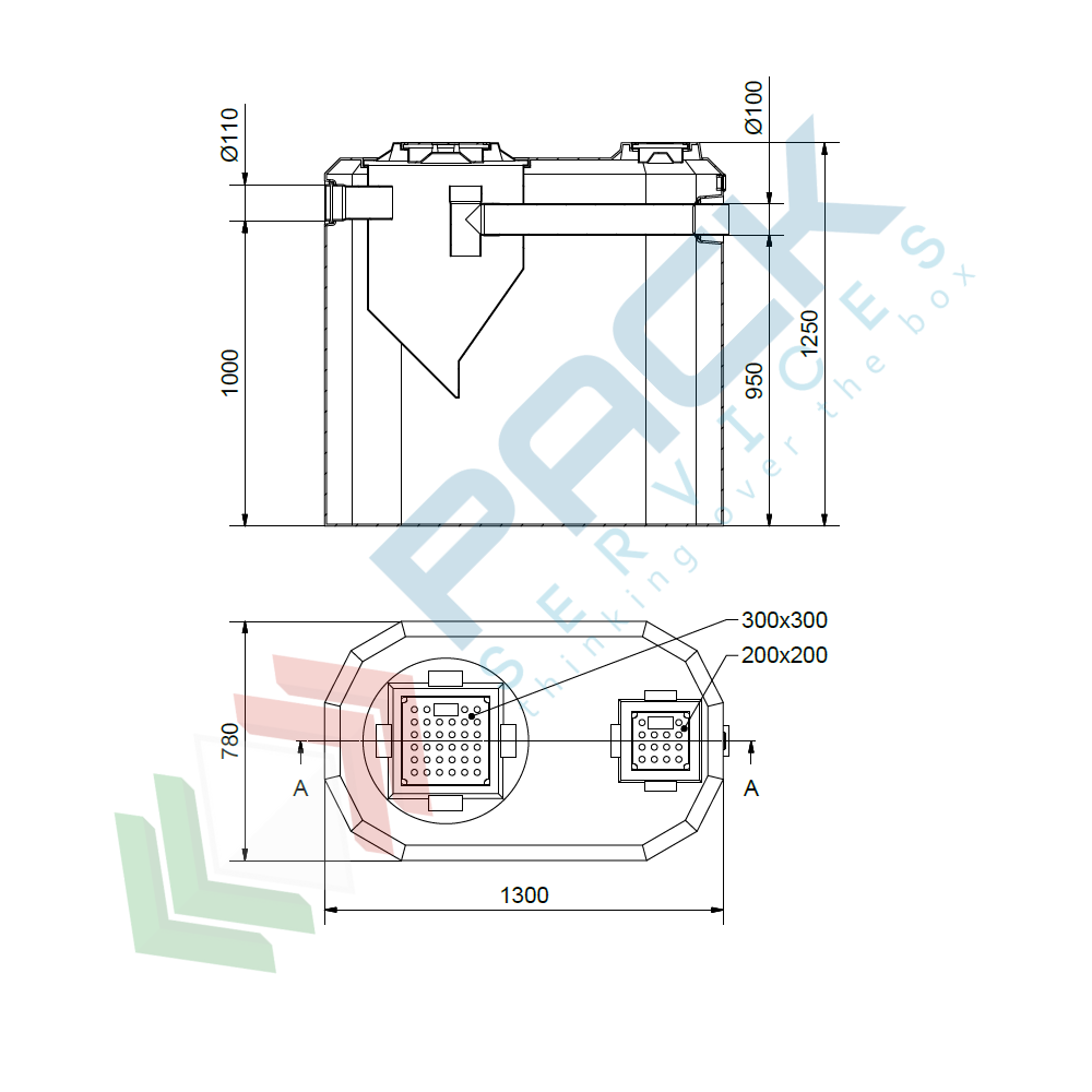 Fossa Imhoff corpo liscio, 5 A.E, 1000 Lt