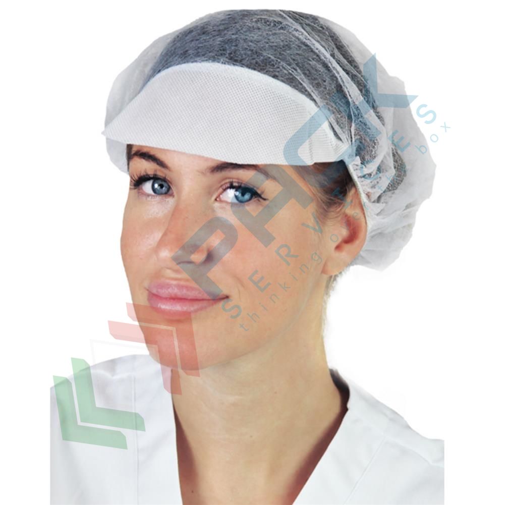 Cappellini monouso in TNT di PP, 115 g/mq + visiera, 100 pz