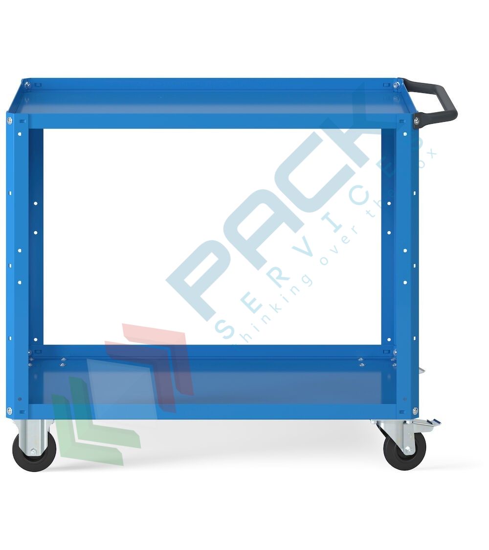 Carrello da officina large, 2 ripiani - blu