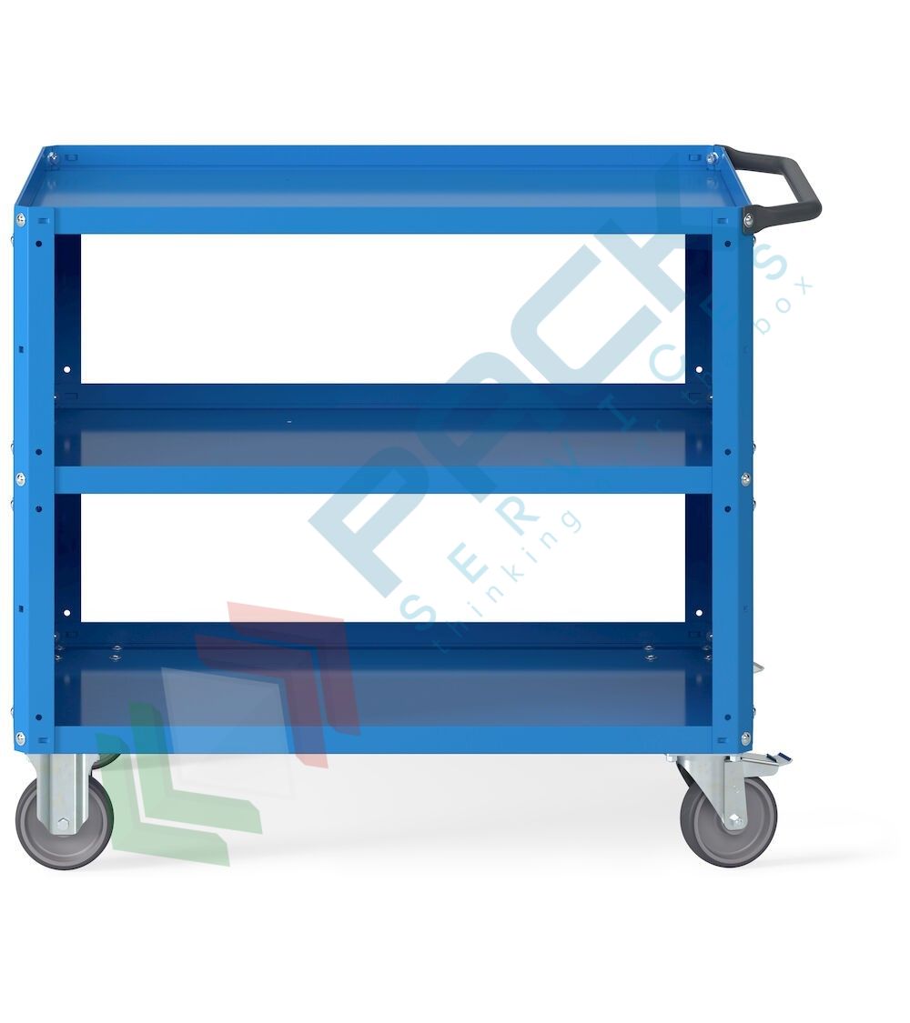 Carrello da officina small, 3 ripiani - blu
