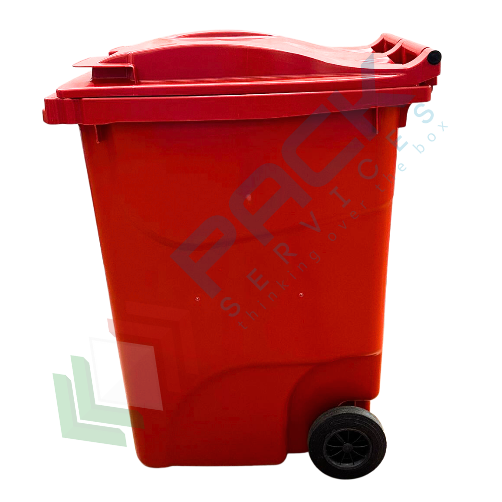 Bidone spazzatura 360 Lt, UNI EN 840, colore rosso