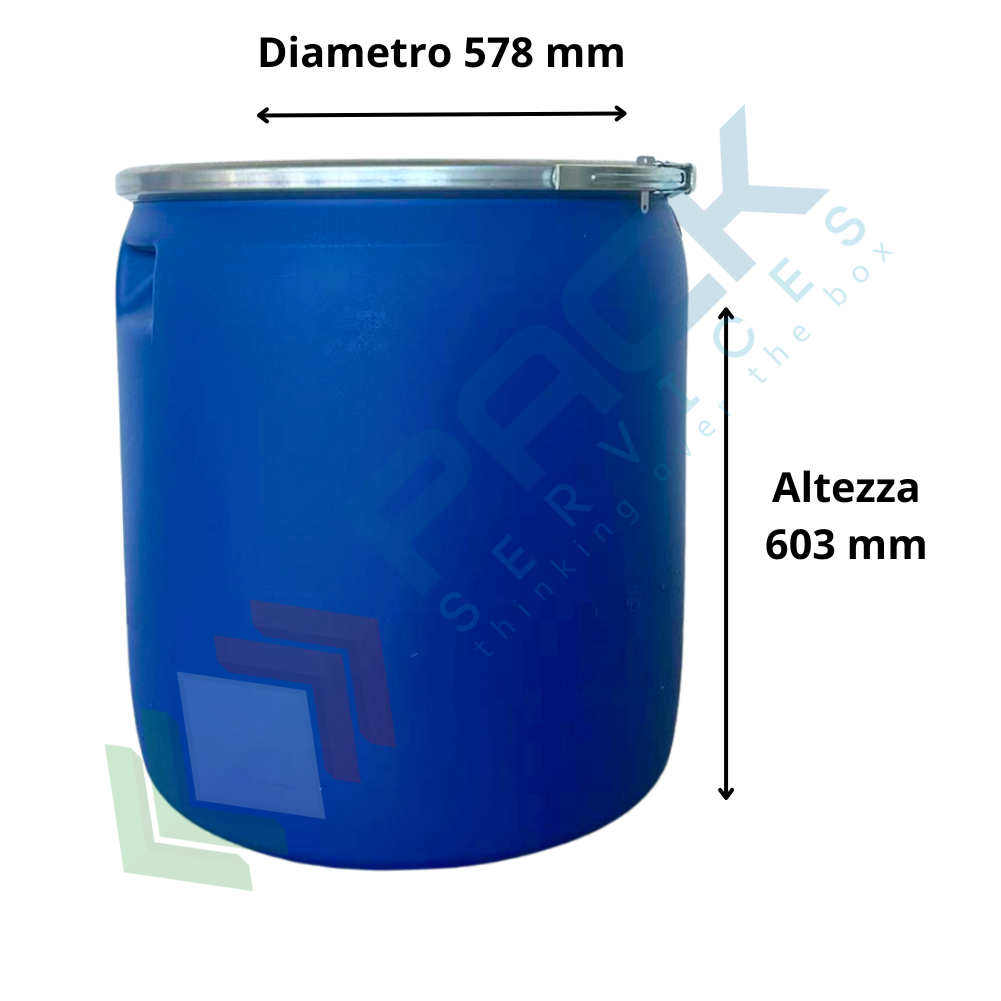 Fusto in HDPE industriale cilindrico, 136 Lt, ADR solidi