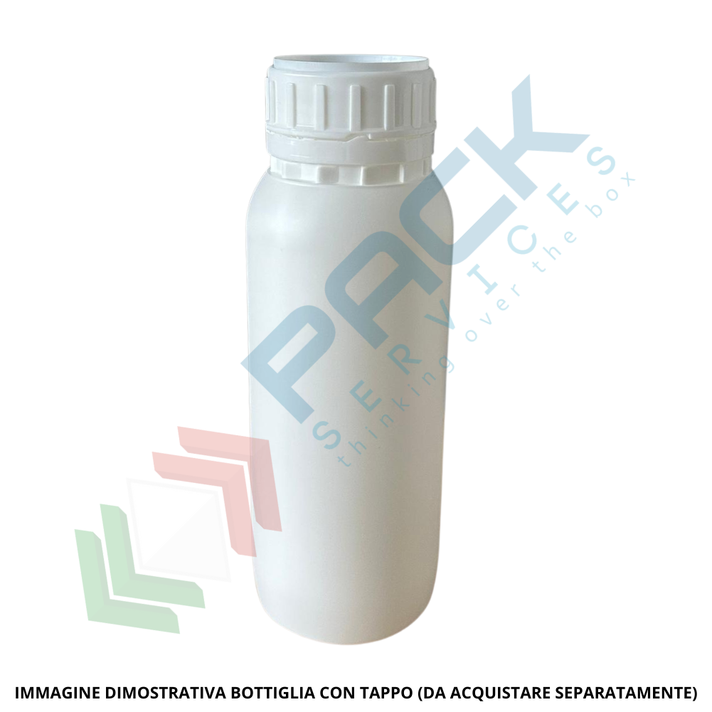 Bottiglia in HDPE cilindrica collo largo con sigillo, 500 ml