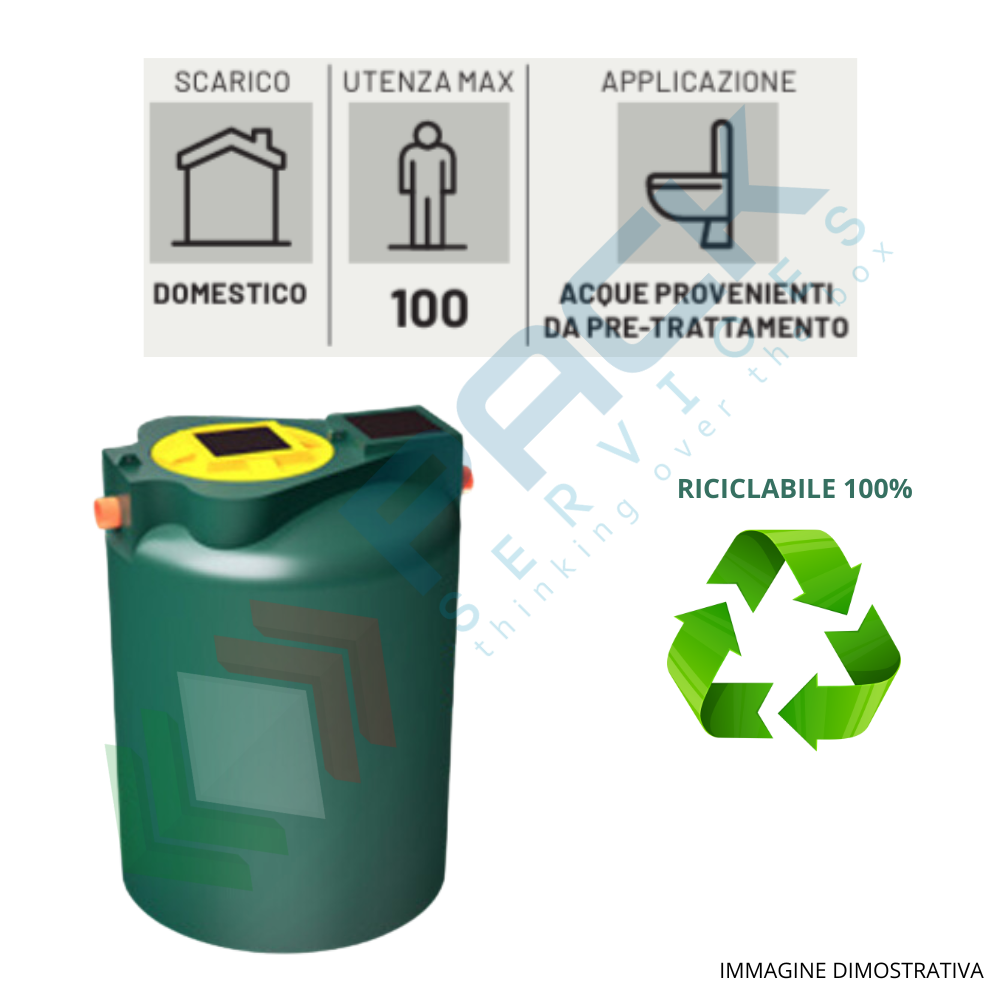 Filtro percolatore anaerobico, A.E. 8, 1200 Lt