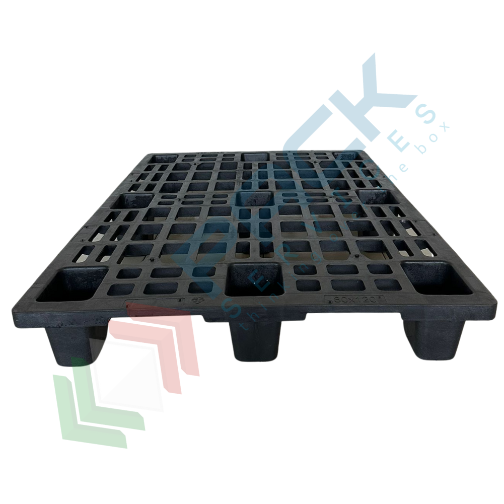 Pallet 80 x 120 in PP-PCR, piano forato, 9 piedi