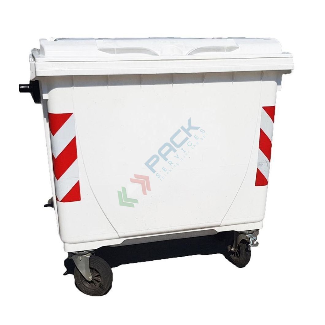 Cassonetto rifiuti 1100 Lt, UNI EN 840, colore bianco