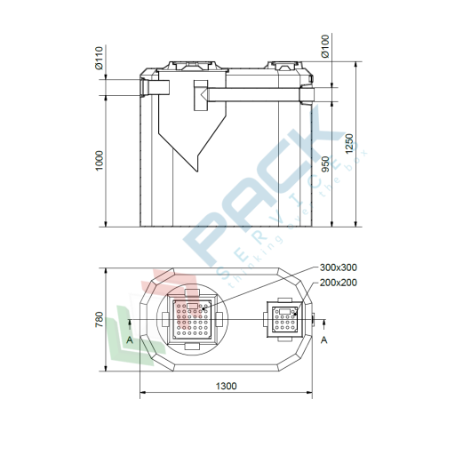 Fossa Imhoff corpo liscio, 5 A.E, 1000 Lt