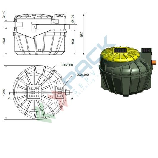 Fossa Imhoff corpo nervato, 5 A.E, 900 Lt