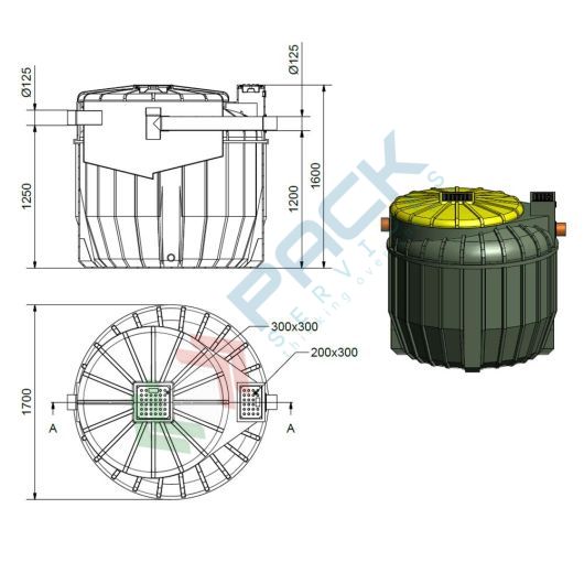 Fossa Imhoff corpo nervato, 20 A.E, 3000 Lt