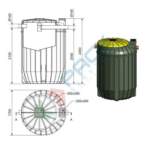 Fossa Imhoff corpo nervato, 33 A.E, 5000 Lt